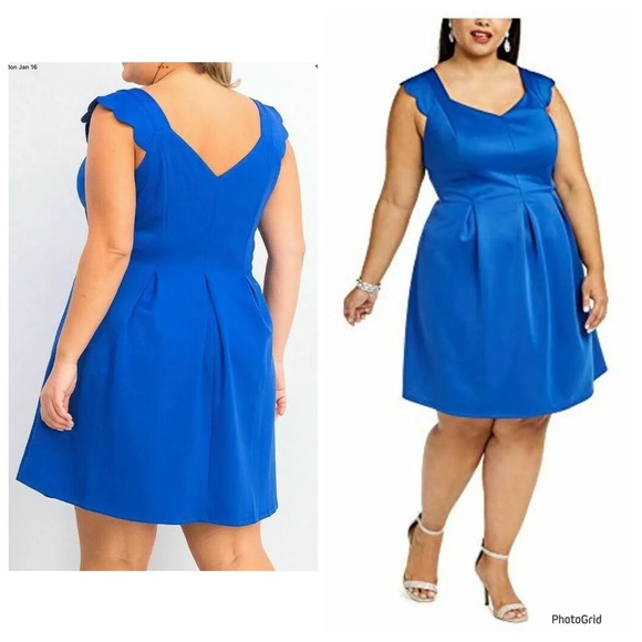 Monteau Dresses Monteau X Plus Size Royal Blue Scalloped Dress Nwt